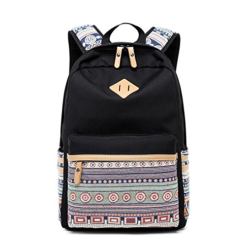 Swacort Backpack For Women Casual Lightweight Canvas Backpacks Travel Daykpack Cute Fashion Shoulder Carry-on Bookbag Black Daykpack