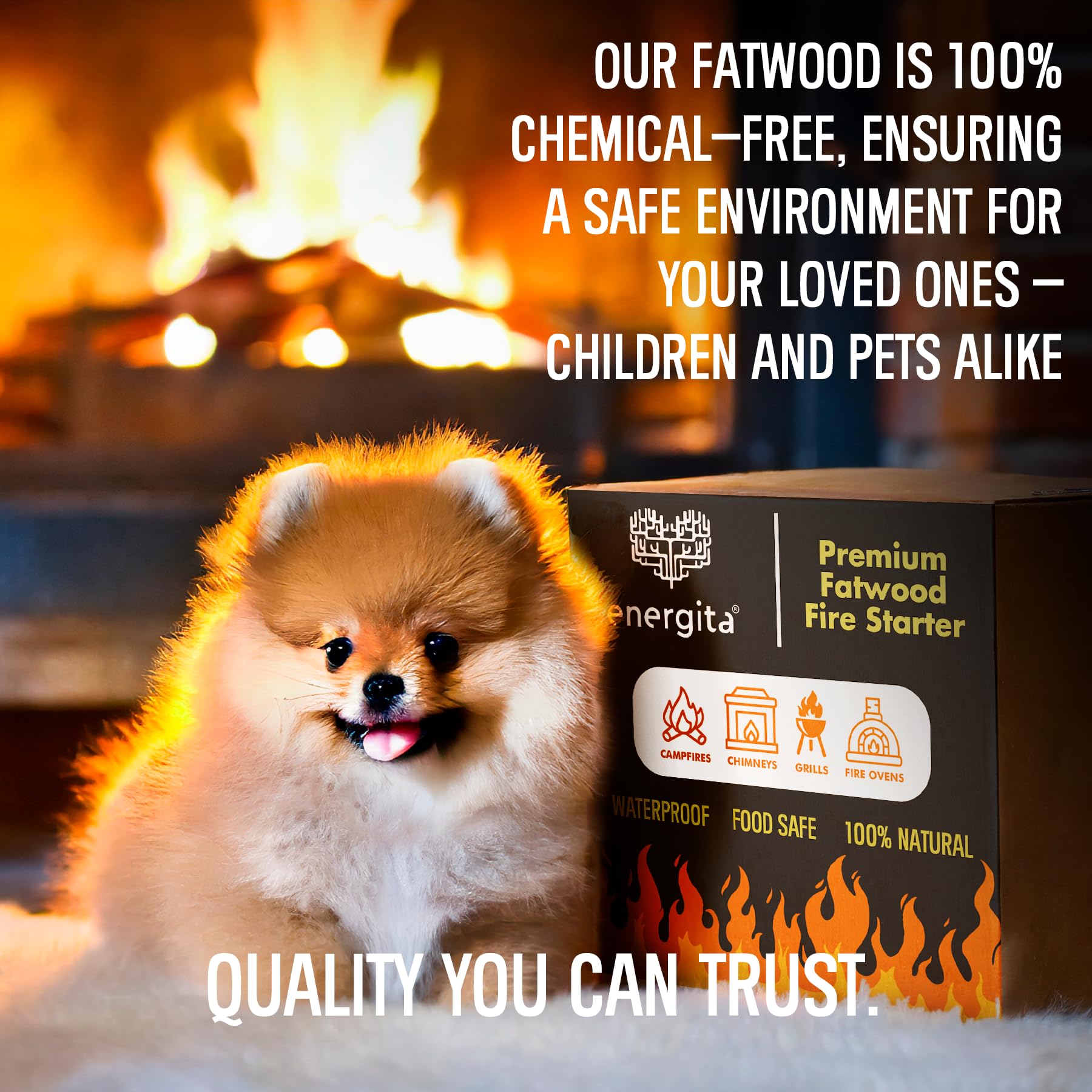 ENERGITA Premium Fatwood Fire Starter Sticks |100% All Natural 125 Sticks | FireStarters for firepits | Weather Proof FatWood Kindling Fire Starters | Safe and Easy to use, 10lb Box