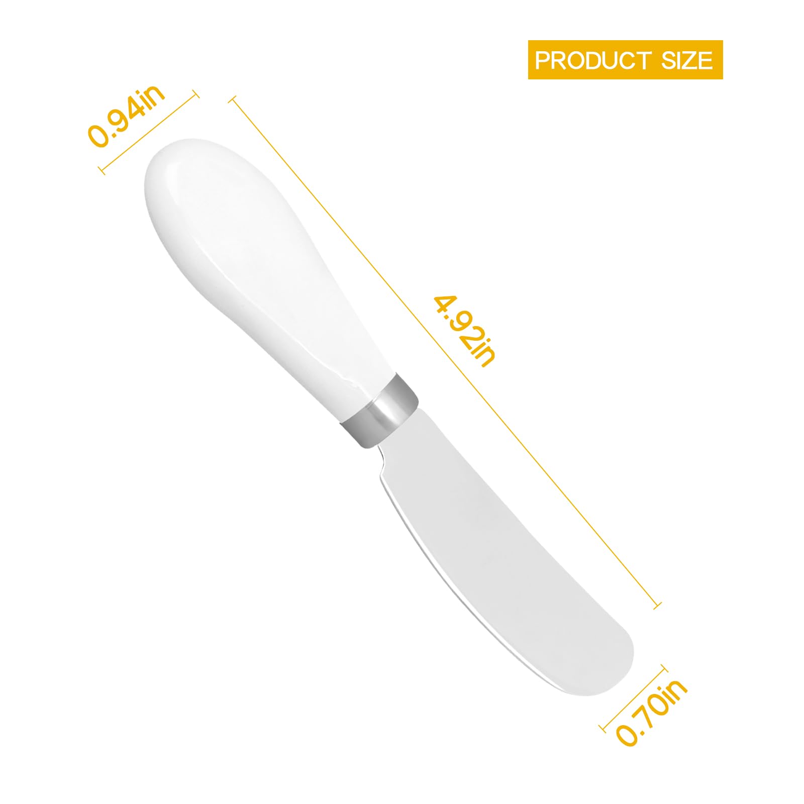 LINKIM BOLLY 2 Pcs Butter Knife Stainless Steel Butter Spreader Knife with White Porcelain Handle for Spreading Jam, Pastry and Cold Butter Multipurpose Kitchen Gadget