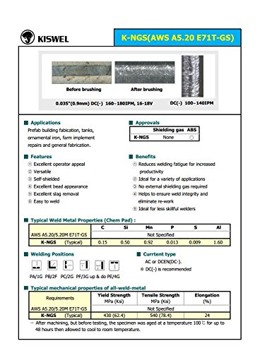 Kiswel USA K-NGS E-71TGS 0.030in. Dia 10lb. Gasless-Flux Core Wire Welding wire Made in USA