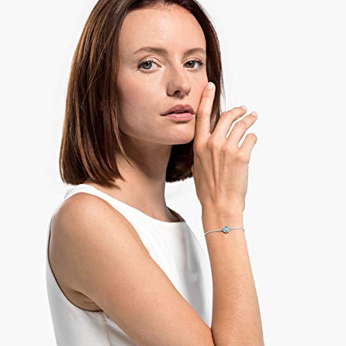 Swarovski Angelic Square Bracelet, with Aqua and White Crystals, Rhodium Plated Chain and Bolo Style Adjustable Closure, an Amazon Exclusive
