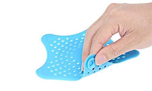 Kitchen Drain Hair Catcher Bath Stopper Sink Bathroom Protector Silicone Cover Basin Strainer Filter Shower Trap (Blue)