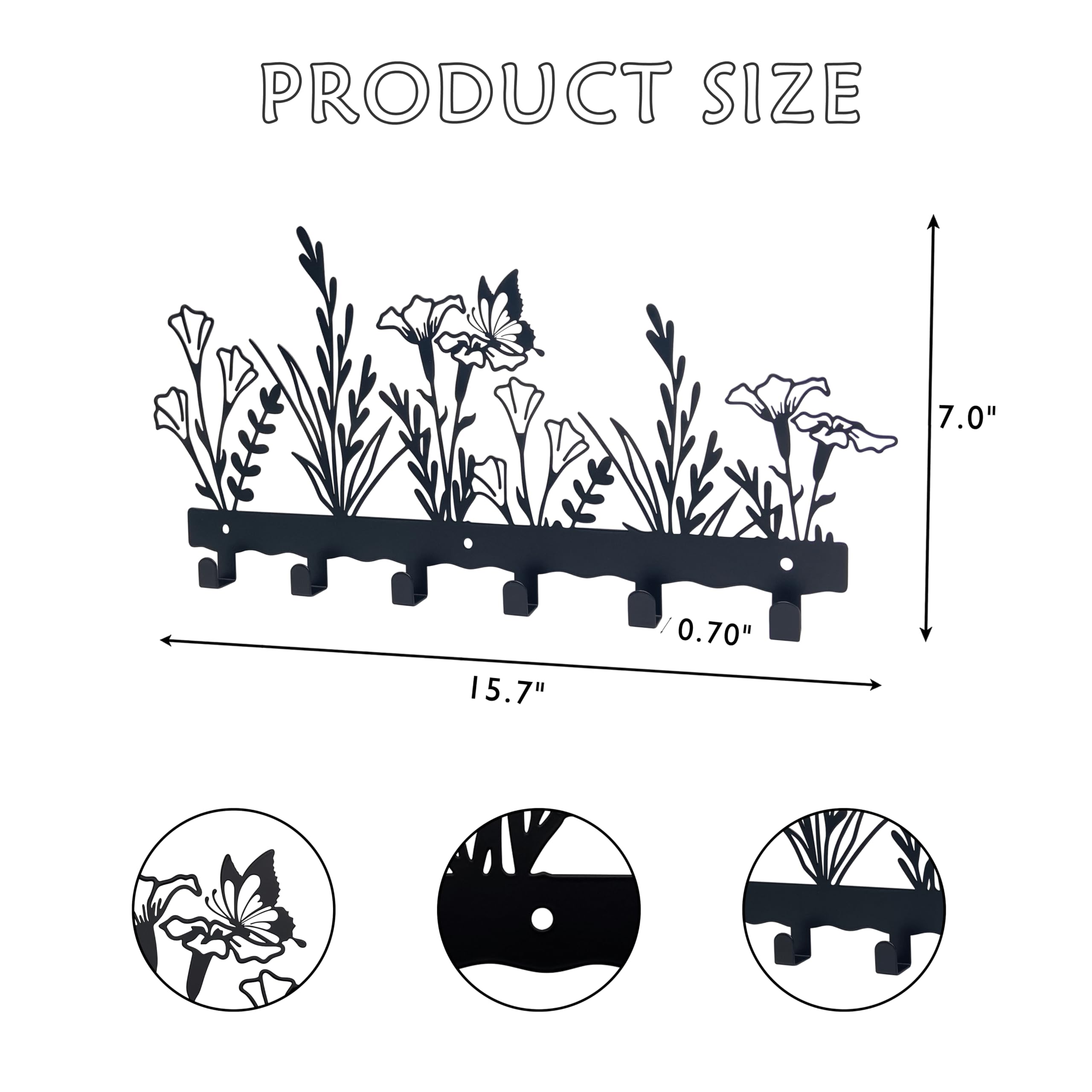 noxozoqm Elegant Flower Wall Decor – Minimalist Wall Decor with Cute Wall Hooks, Ideal for Home & Kitchen - Decorative Wall Hooks Serving Functional Aesthetics