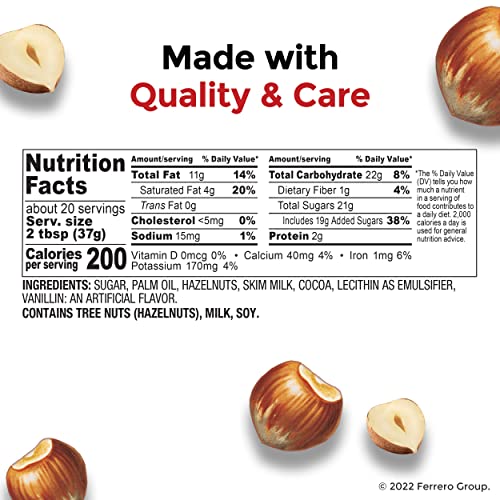 Nutella Hazelnut Spread with Cocoa for Breakfast, 26.5 oz Jar