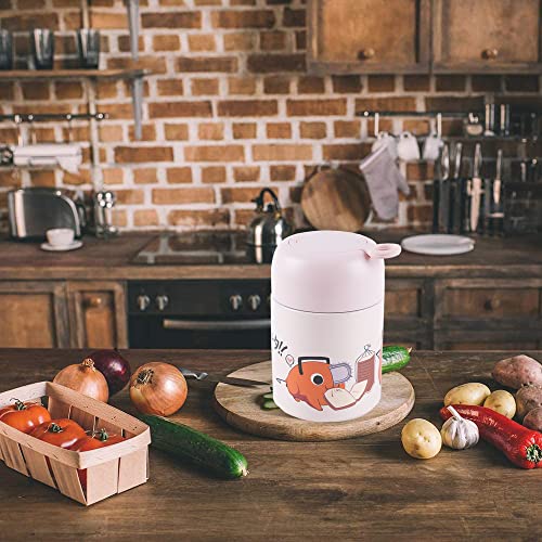 Maxerkeep Food Thermos Japanese Anime Pochita Makima Denji17oz Vacuum Insulated Soup Flask Stainless Steel Lunch Container for Hot Food,Food Jar for Toddlers & Kids