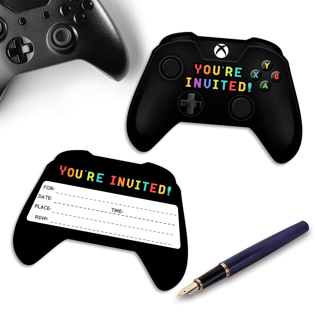 Simimi art 30 Video Game Birthday Party Invitations with Envelopes - Video Game invitation card - Fill-in Invitations