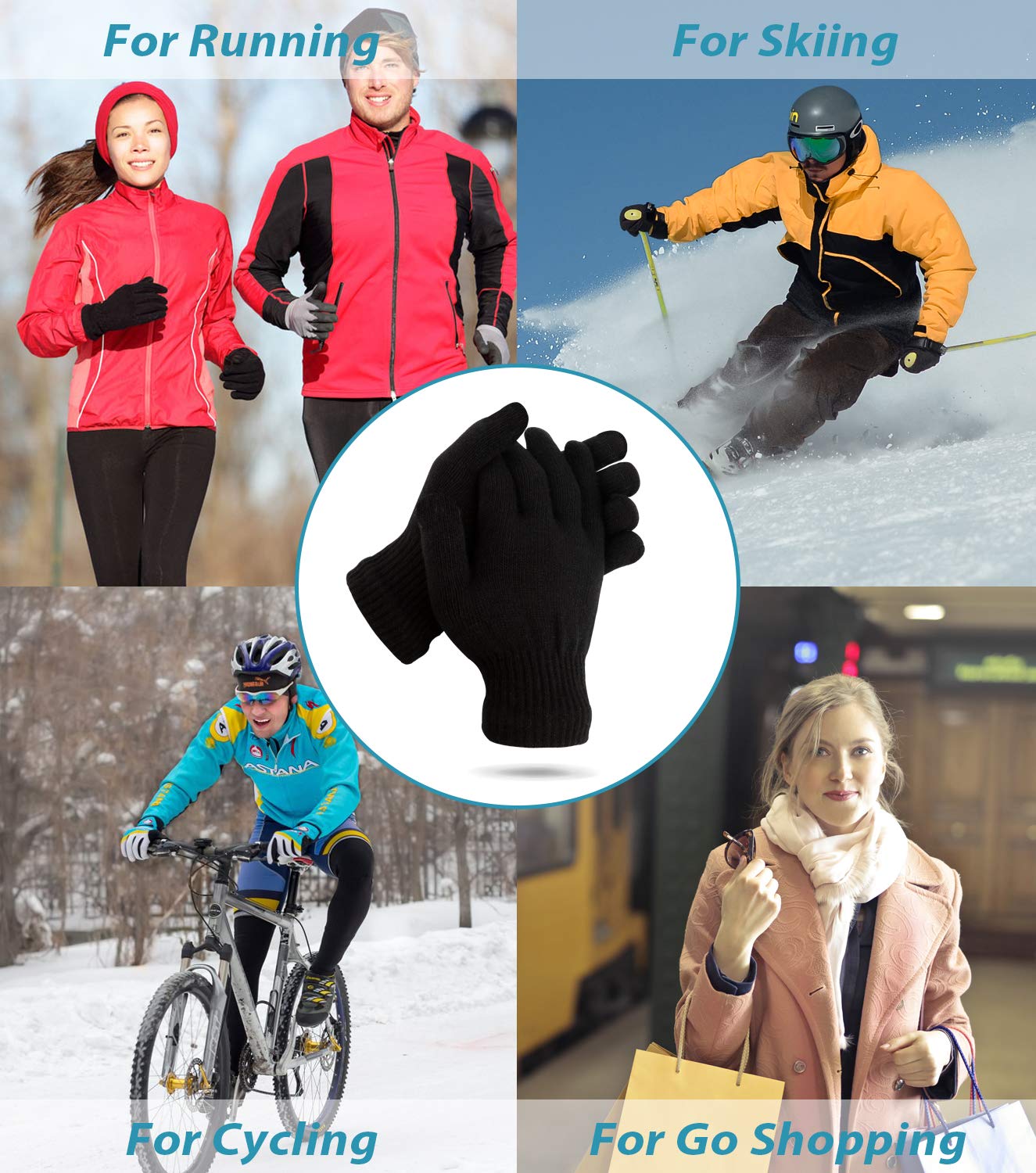 DICCO Winter Magic Gloves for Women Men Stretchy Warm Knit Gloves Texting Bulk Pack Glove Gift 12pairs