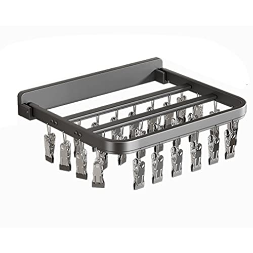 NEWRAIN Clothes Drying Rack, Aluminum Alloy Laundry Clothing Drying Hanger with 26 Pegs for Drying Towels, Bras, Lingerie, Baby Clothes，Socks