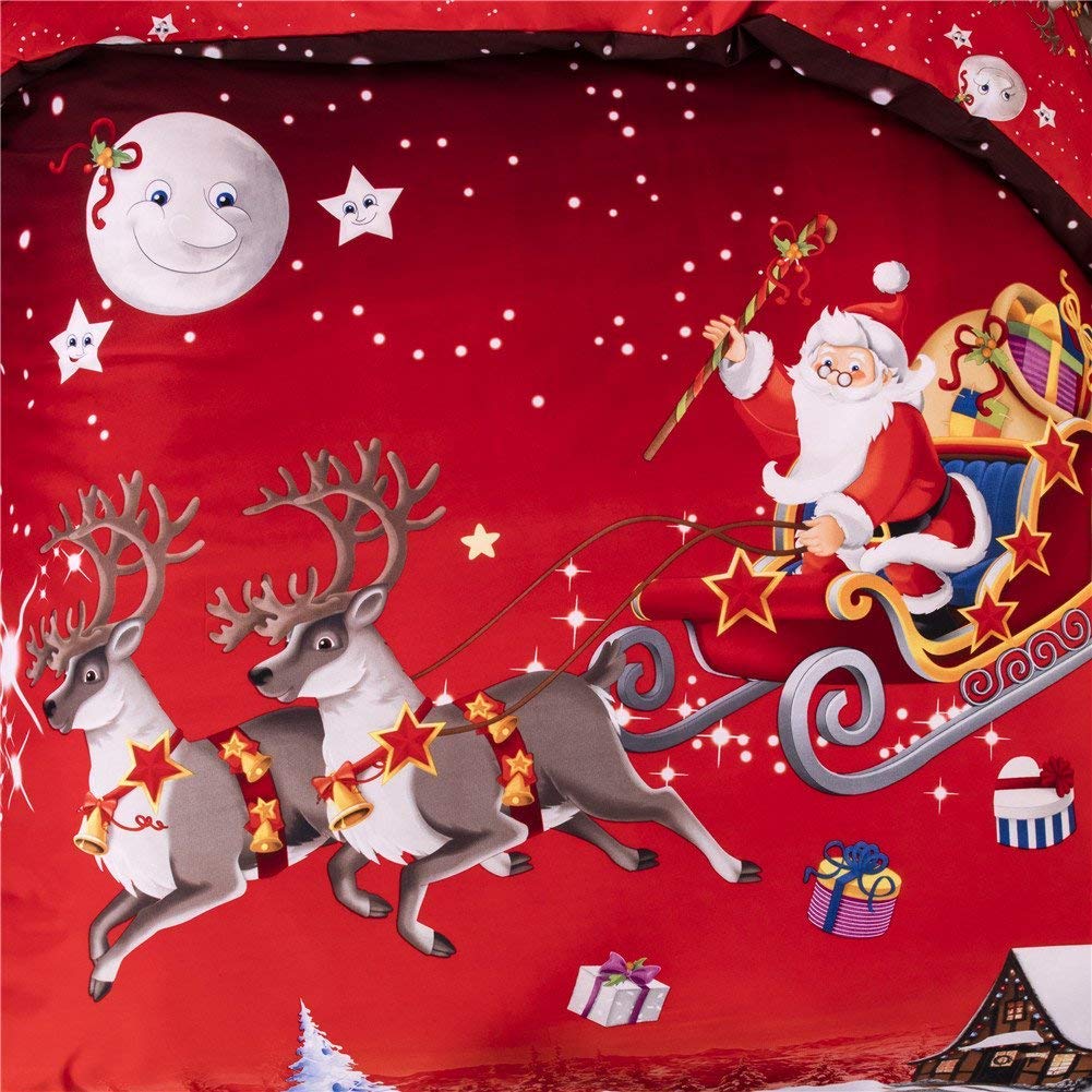 Shamdon Home Collection Christmas Duvet Cover, Bedding Set with Santa Claus Pattern HD Printed, Comforter Cover-Luxury Super Soft Microfiber,Twin
