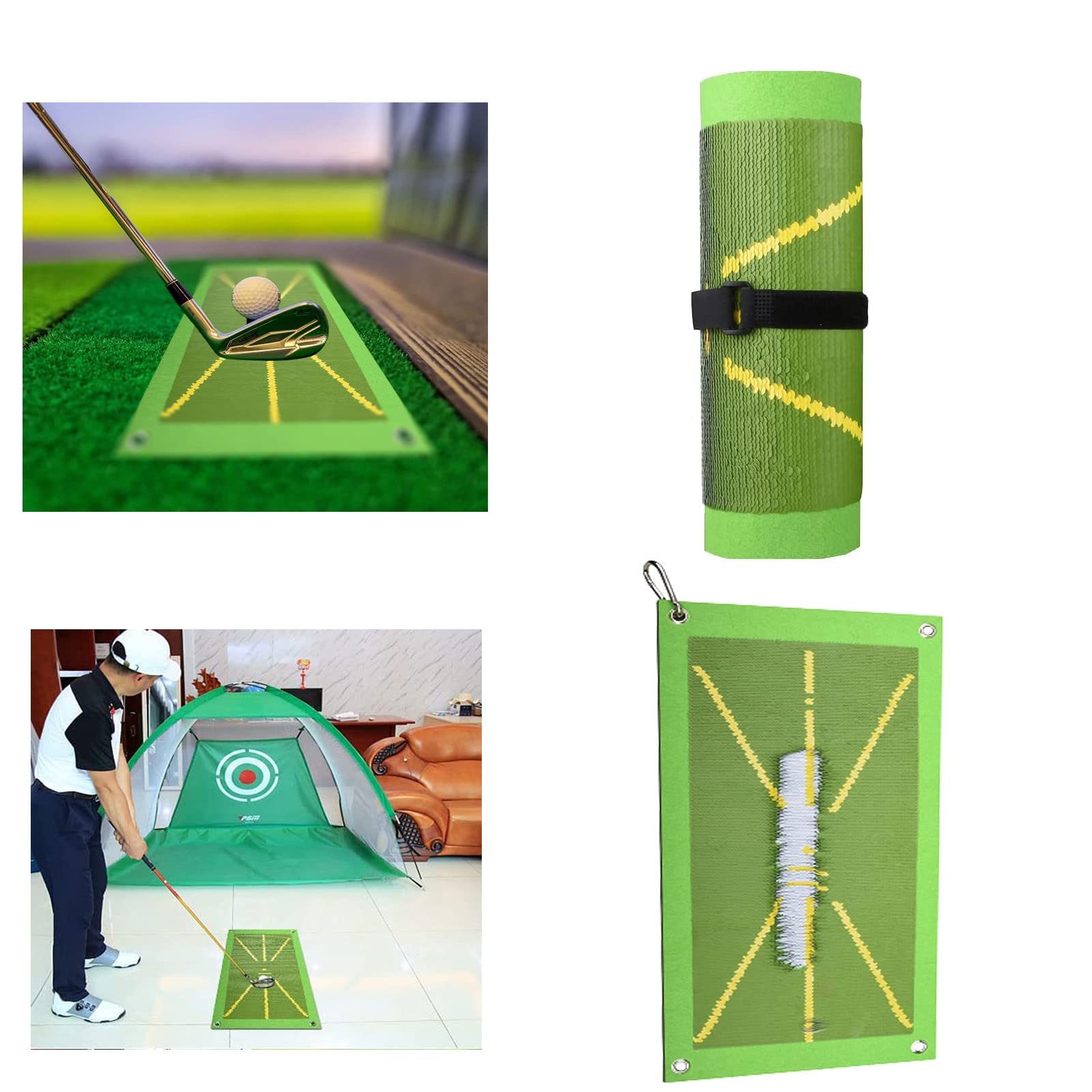 Golf Swing Mat, Golf Training Mat, Mini Golf Practice Hitting Aid, Fixed Ground Rug for Swing Detection Batting, No Taste, Portable Practice Golf Mat 10" X 20"