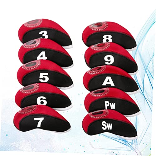 GAFOKI Golf Skort Golf Skort Golf Skort Golfing Accessories 10 pcs Red Golf Putter Headcover Club Covers Iron and Numbers with Neoprene Black Golf Iron Covers Golf Iron Covers Golf Iron Covers
