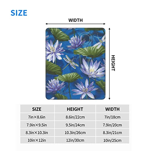 Water Lily and Dragonfly Unique Mouse Pad, Anti-Slip Wear Comfortable Feel, Game Office Home Rubber Base Computer Mouse Pad