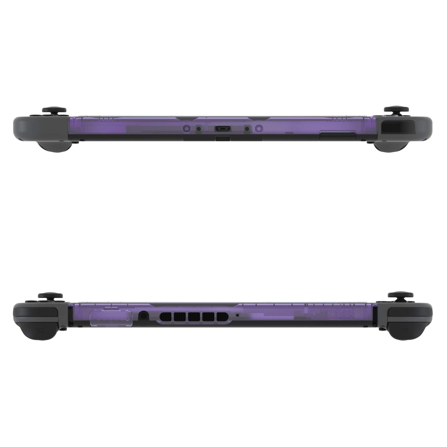 eXtremeRate Clear Atomic Purple DIY Housing Shell for Nintendo Switch Console, Replacement Faceplate Front Frame for Nintendo Switch Console w/Volume Up Down Power Buttons - Console NOT Included