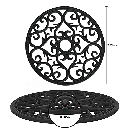 Smitchraft Silicone Trivets for Hot Dishes, Pots and Pans, Hot Pads for Kitchen Quartz Countertops, Silicone Pot Holders Mat, Multi-use Carved Heat Resistant Mat for Counter & Table, Set of 3 Black