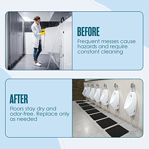 Houseables Urinal Mats, Floor Pads, 12 Pack, 17.25" x 22", Black, Blue, Square, Polypropylene Fibers, Disposable, Splash Mat, Pee Pad, for Men’s Bathroom, Urine, Restroom, Eliminating Odor