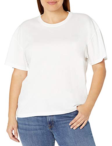 The Drop Women's Lydia Short Sleeve Loose Drop Shoulder Jersey T-Shirt , White, S