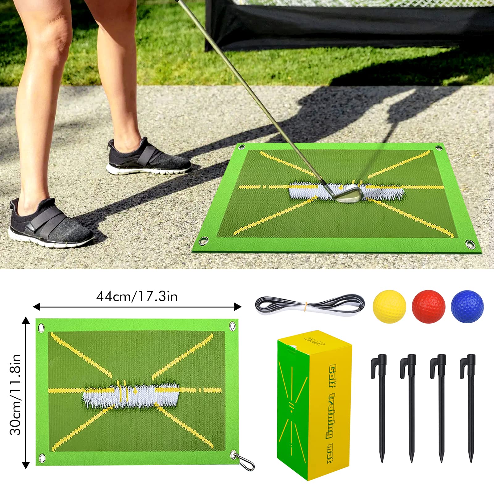 Golf Training Mat for Swing Detection Batting - Golf Hitting Mat Practice Training Aid Equipment, Golf Divot - Analysis Swing Path and Correct Hitting Posture, for Practice Outdoor Indoor
