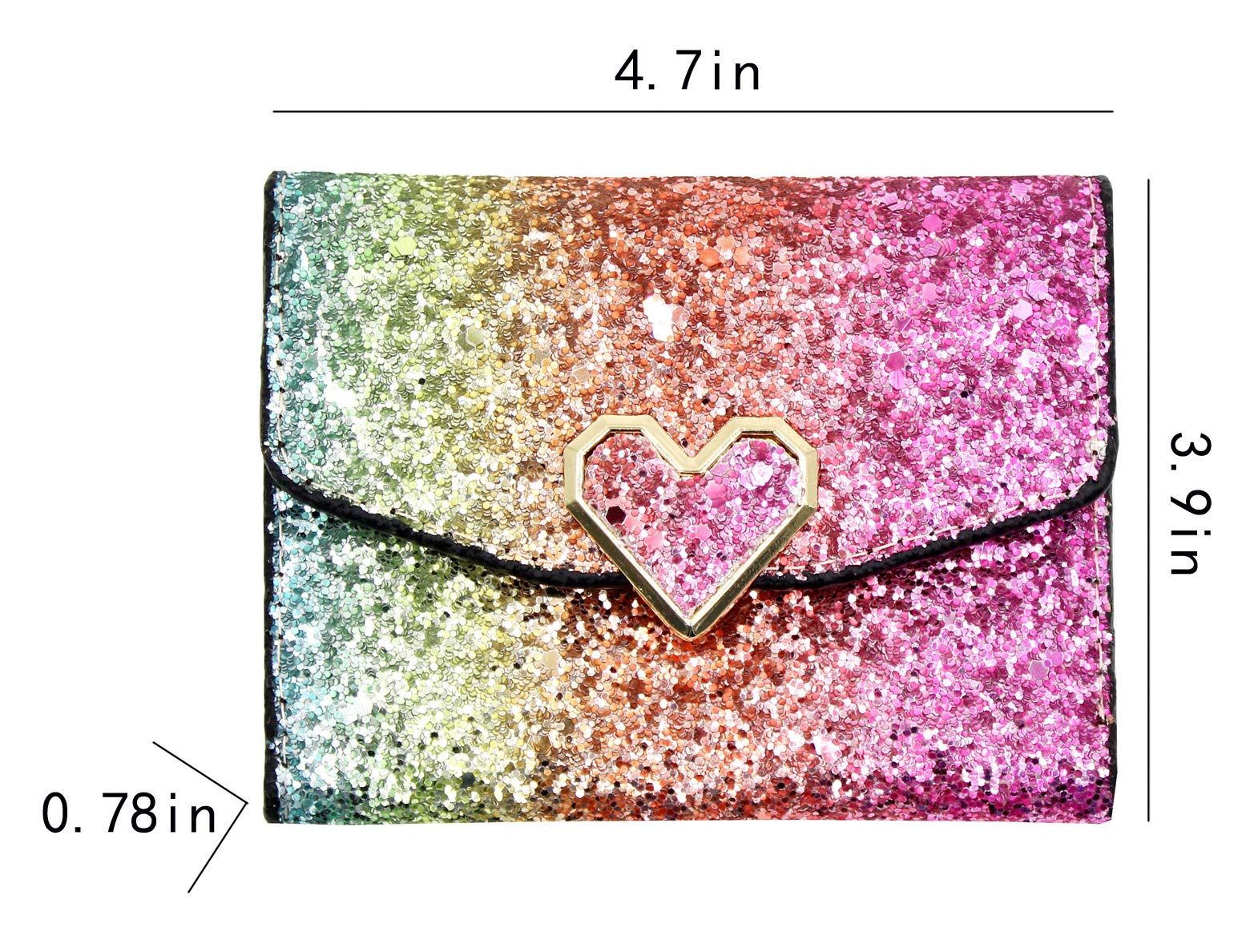 Women Glitter Sequins Purse Short Trifold Wallet Bling Card Holder Clutch