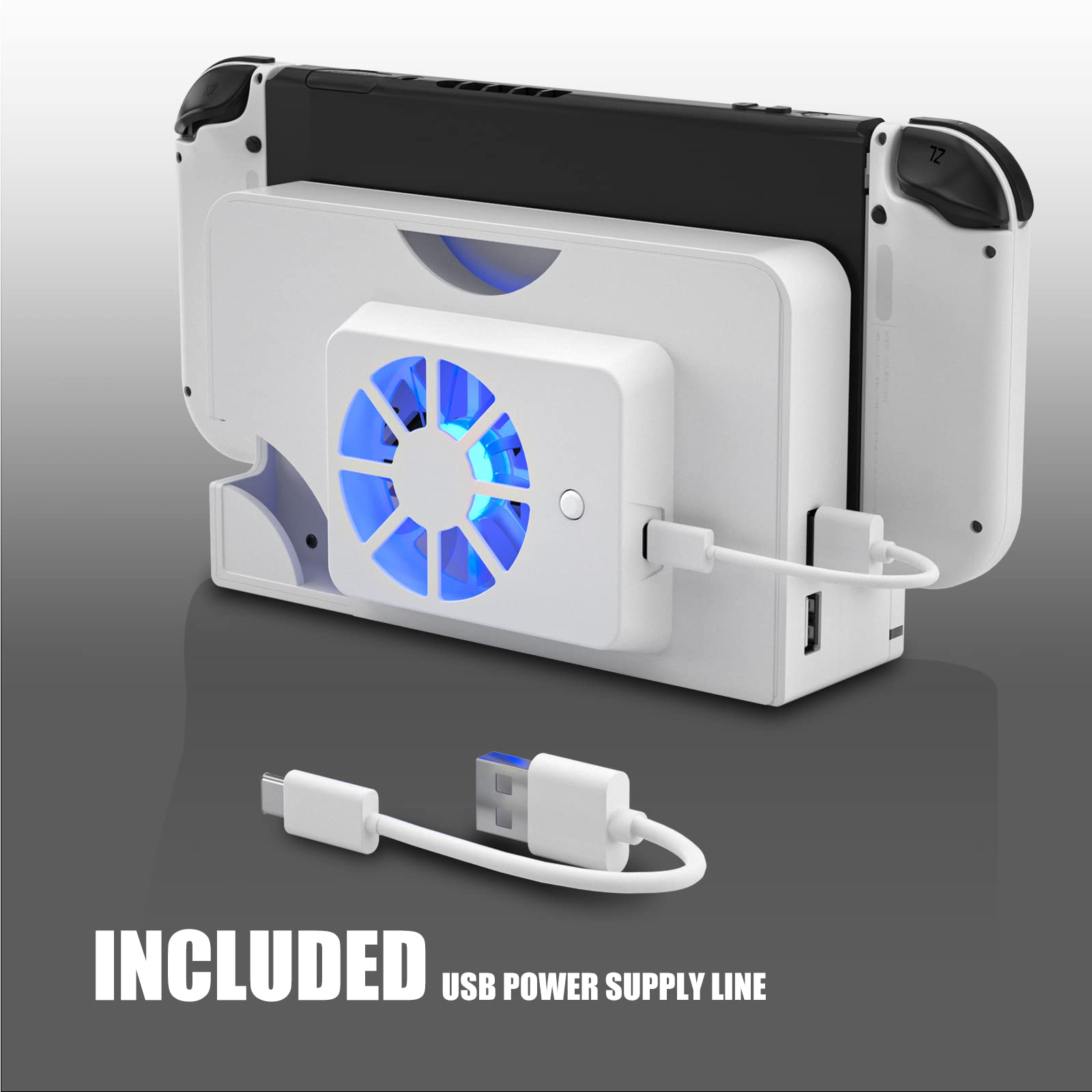 ECHZOVE Switch OLED Dock Fan, Cooling Fan for Nintendo Switch OLED, USB Powered - White