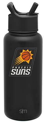 Simple Modern Officially Licensed NBA Phoenix Suns Water Bottle with Straw Lid | Vacuum Insulated Stainless Steel 32oz Thermos | Summit Collection | Phoenix Suns