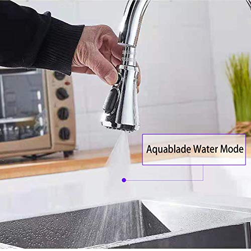 Kitchen Faucet Sprayer Head Replacement, 3-Function Pull Down Sink Faucet Head with 20.5mm or 0.8inch Male Connector, Chrome