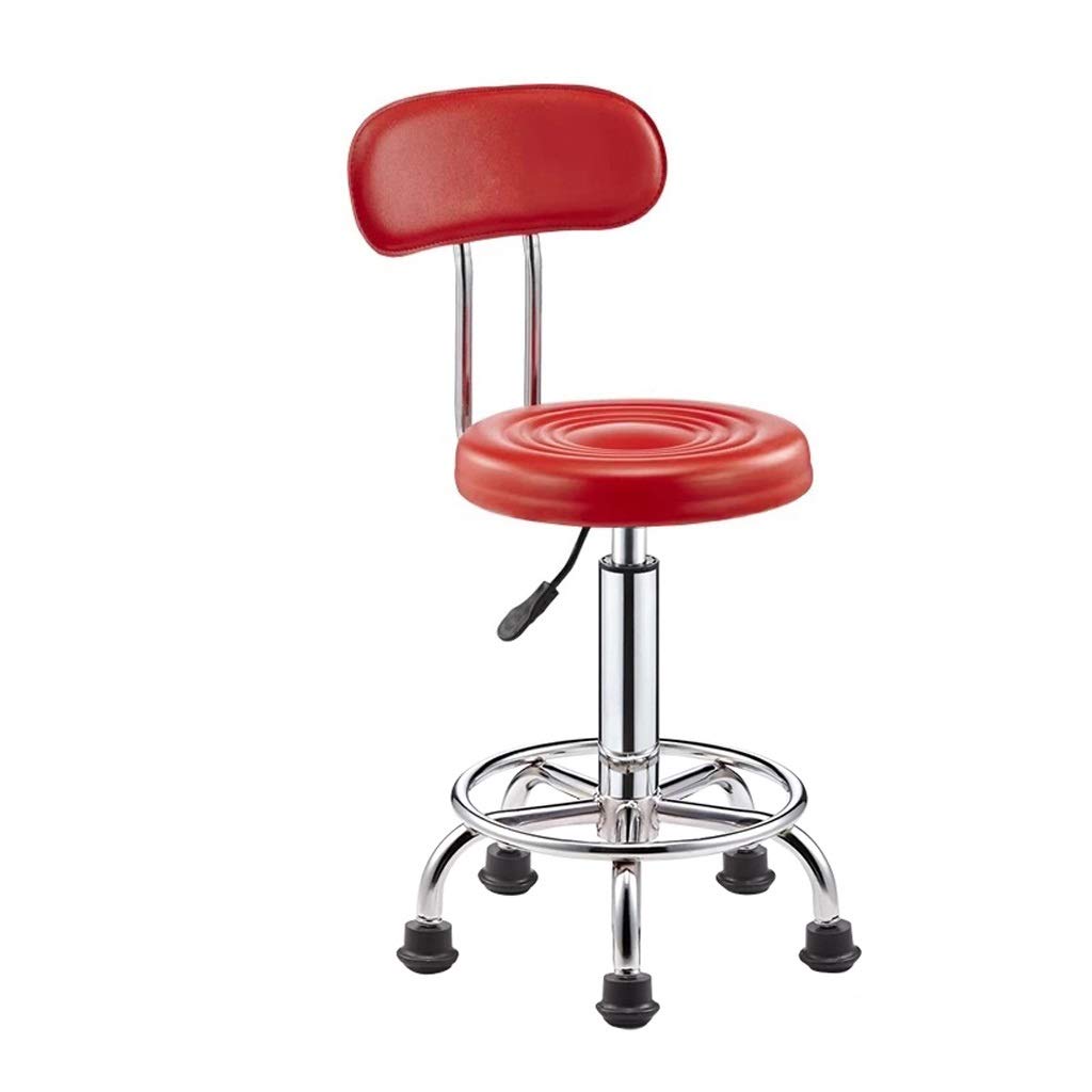 MNB Hairdressing Stool, Special Pulley Stool for Beauty Salons, Barbershop Hairdressing, Manicure, Hair Cutting Rotating Stool (Color : Red)