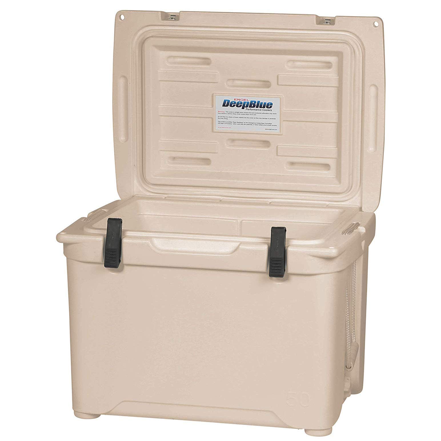 Engel Coolers ENG50 Cooler | 60 Can High Performance Durable Seamless Rotationally Molded Ice Box for Camping, Hunting, and Fishing - Coastal White