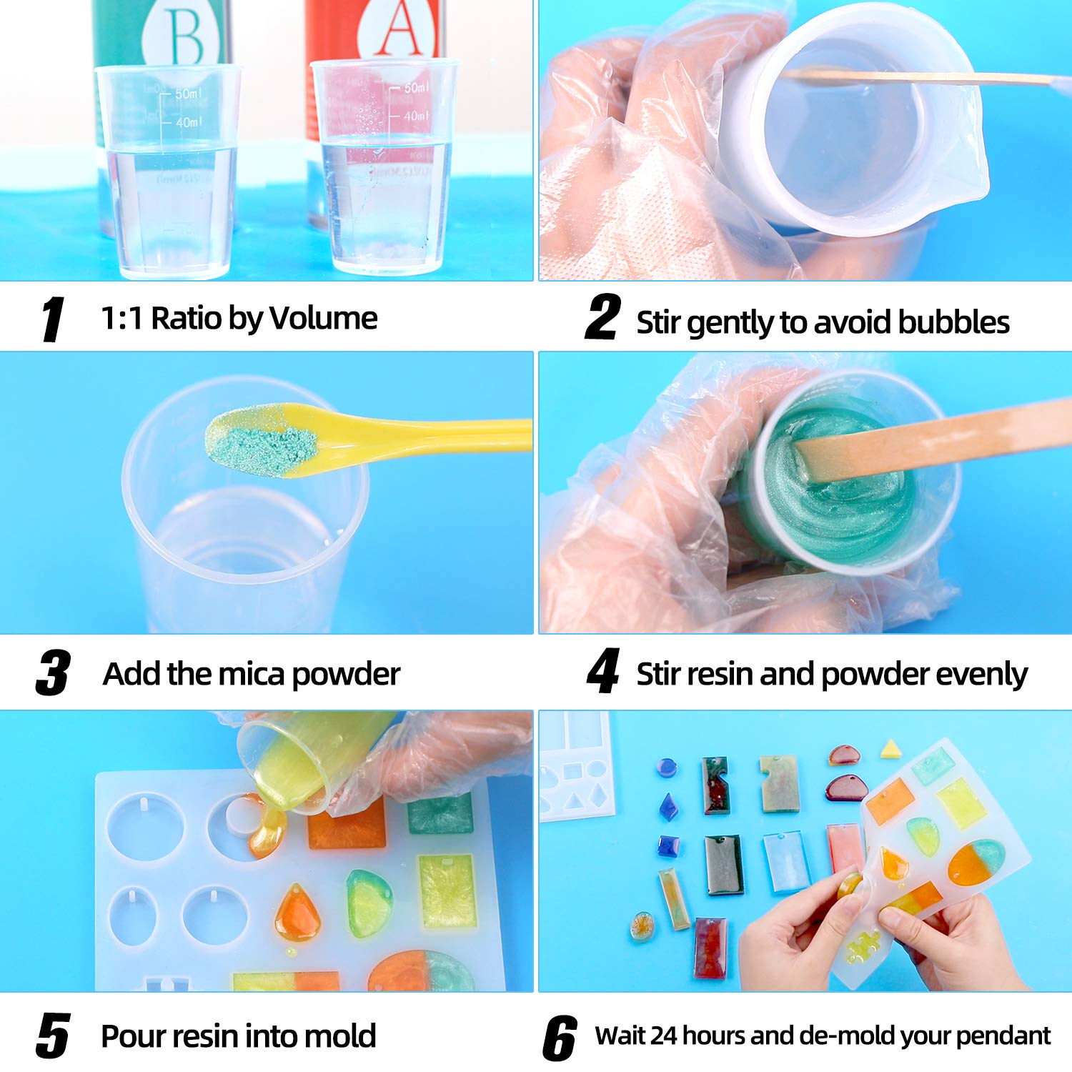 Epoxy Resin Kit for Beginners - 15.5 FL.OZ. Crystal Clear Casting and Coating Epoxy Resin for Jewelry Making, Art, Crafts, Tumblers, River Tables, UV Resistant, Easy Mix 1:1 Resin Epoxy Kit