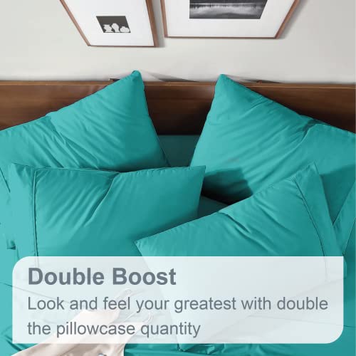 Swift Home Cal King 6-Piece Microfiber Sheet Sets (Includes 2 Bonus Pillowcases), Ultra-Soft Brushed - Extremely Durable - Easy Fit - Wrinkle Resistant, Cal King, Larkspur Blue