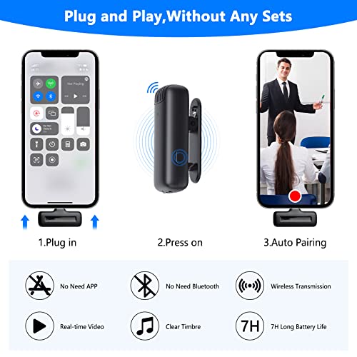 GARMEE Wireless Lavalier Microphone for iPhone, iPad - 2 Pack with Charging Case, 7H Professional Lapel Microphone Cordless Mini Mic, Clip on Microphone for Recording, Podcast Vlog YouTube TikTok