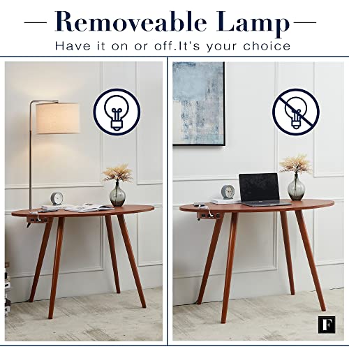 FENLO Future 39" Mid Century Desk for Home Office, Office Desk with USB Charging Station, Mid Century Modern Desk with Wireless Charging, USB, and USB-C Ports, Walnut