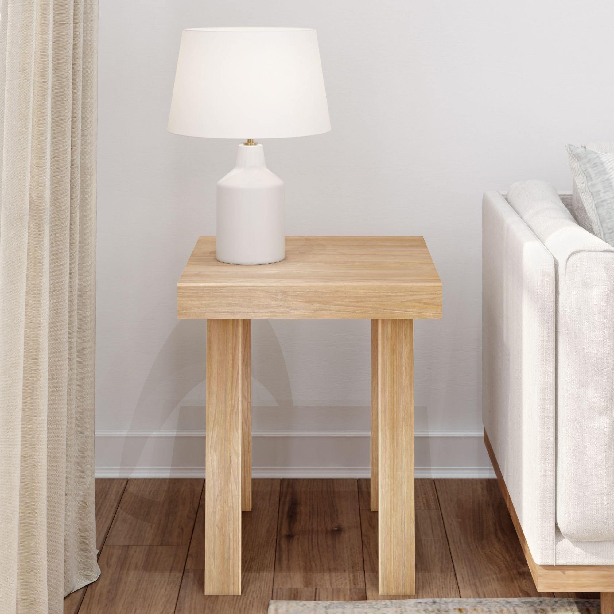Plank+Beam Classic Rectangular Side Table, 25", Slim Side Table for Living Room, Narrow Nightstand for Small Spaces, Wood End Table for Bedroom, Blonde Wirebrush