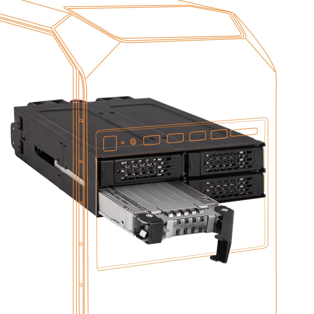 ICY DOCK 4 x 2.5 NVMe U.2/U.3 SSD PCIe 4.0 Mobile Rack for 5.25" Bay with OCuLink | ToughArmor MB699VP-B V3