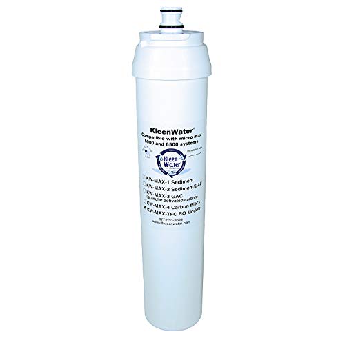 KleenWater Filters and Membrane compatible with Micro Max 6500 Reverse Osmosis System, Set of 4, Made in USA