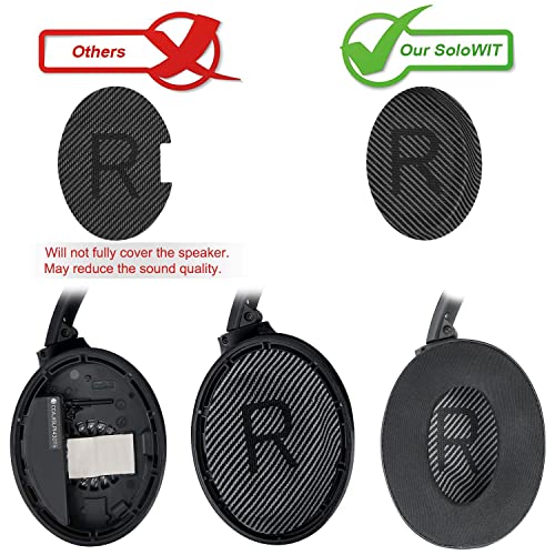 SoloWIT Cooling-Gel Ear Pads Cushions Replacement, Earpads for Bose QuietComfort 35 (QC35) and Quiet Comfort 35 II (QC35 II) Over-Ear Headphones, Noise Isolation Foam - Black
