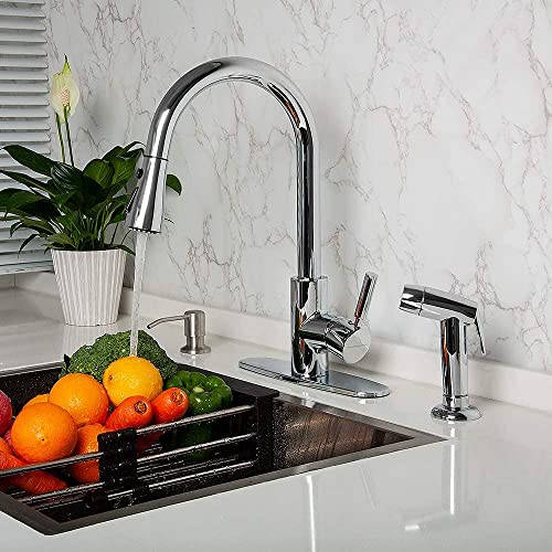 Houtingmaan Kitchen Side Sprayer,Dual Function Kitchen Sink Sprayer with Adjustable Flow Controller,Kitchen Faucet Sprayer Replacement Chrome,Faucet Pull Out Sprayer with Hose,Holder and 17 AdaptersĀ