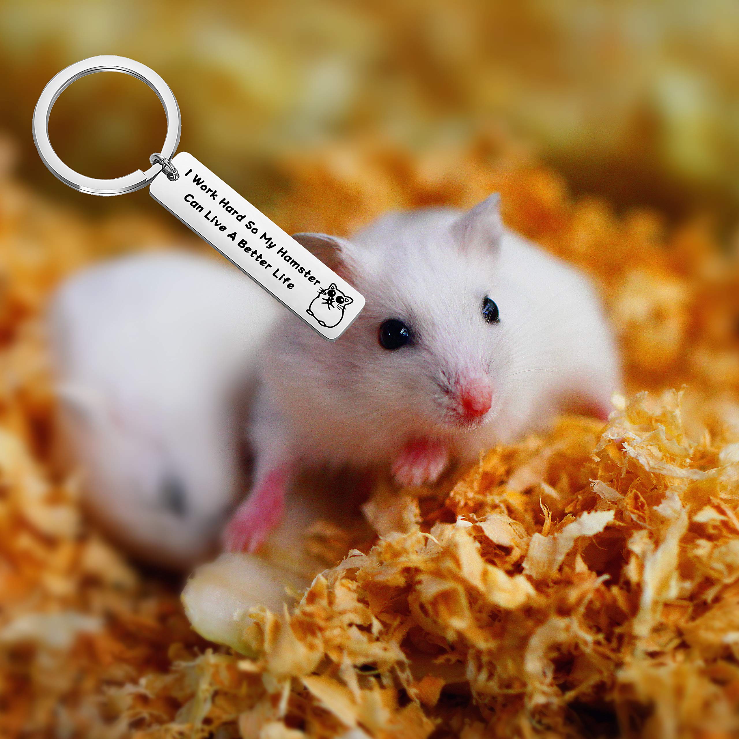 FEELMEM Pet Lover Gift I Work Hard So My Hamster Can Live A Better Life Keychain Animal Lover Jewelry Gift for Women (I work-ky)