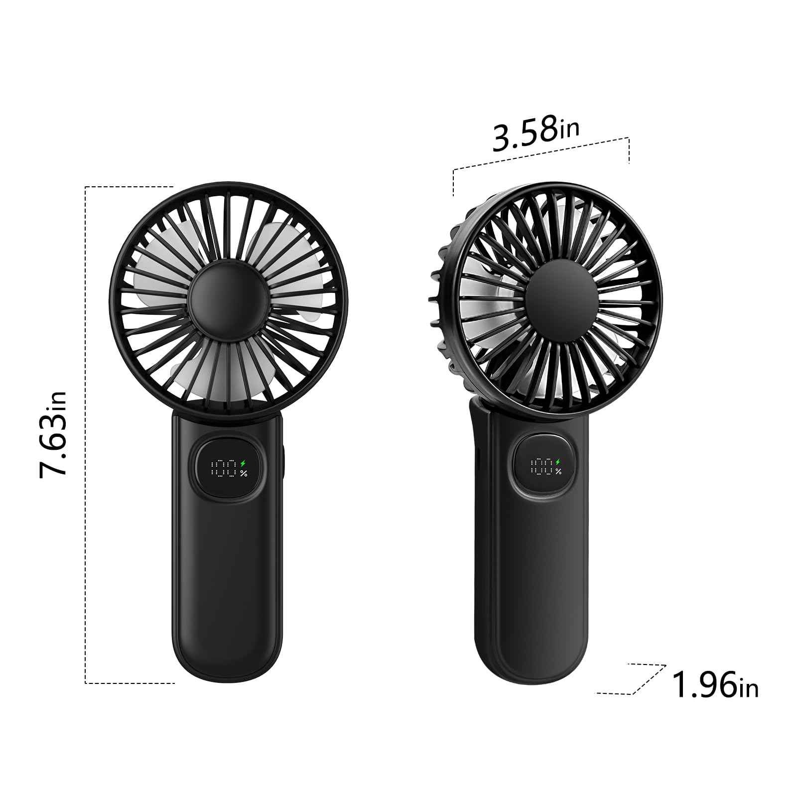 JODNO Portable Handheld Fan 2 Pack, Foldable Mini Hand Fan USB Rechargeable Battery Operated Fan with 5 Speeds Quiet Small Personal Neck Fan Eyelash Fan for Women Men Office Outdoor Travel Camping