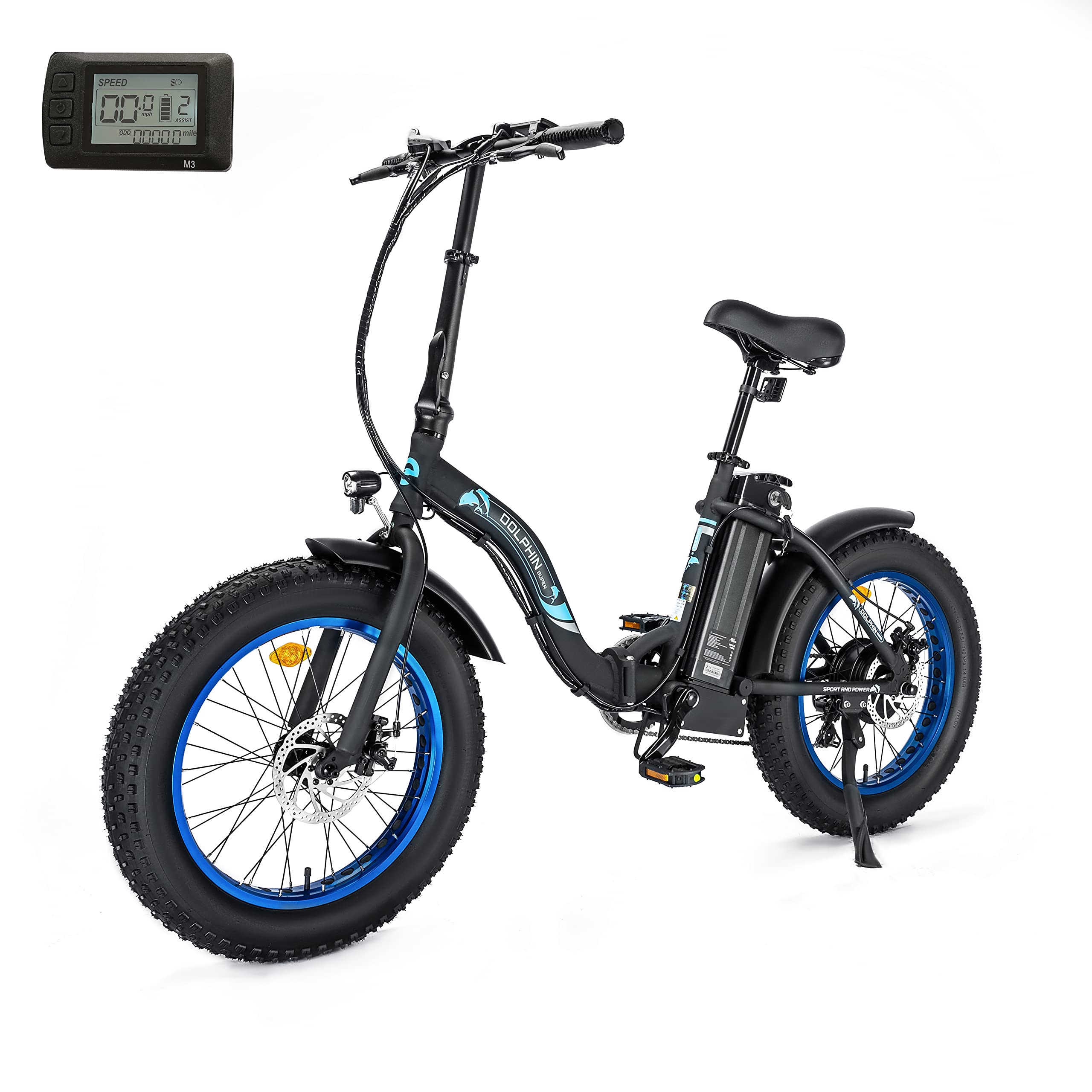 ECOTRIC 20" Folding Electric Bike Ebike 36V/12.5AH Lithium Battery 500W Powerful Rear Motor Step-Through Fat Tire Bicycle 7 Speed Gear (Black/White) 90% Pre-Assembled