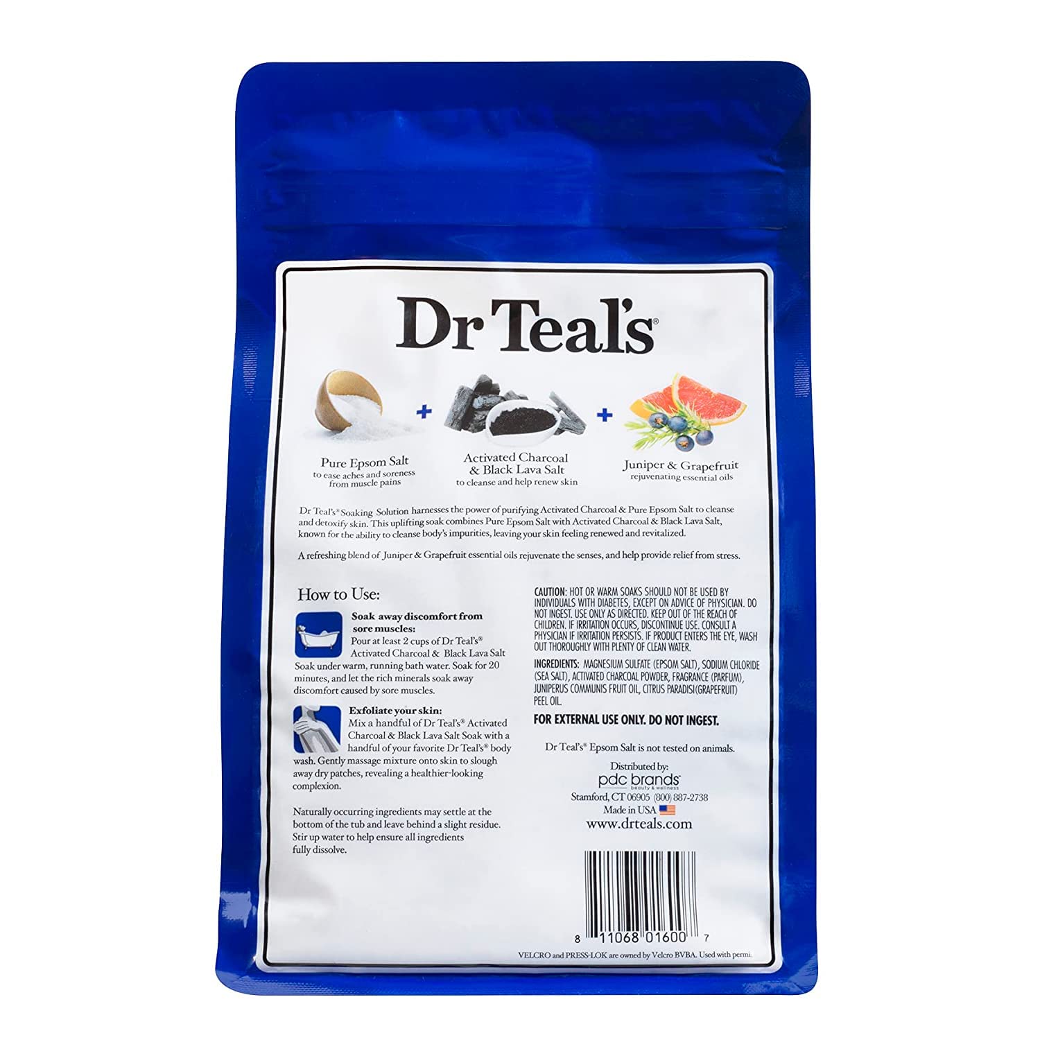 Dr Teal's Activated Charcoal & Lava Salt Soaking Solution, 3 lbs (Pack of 4)