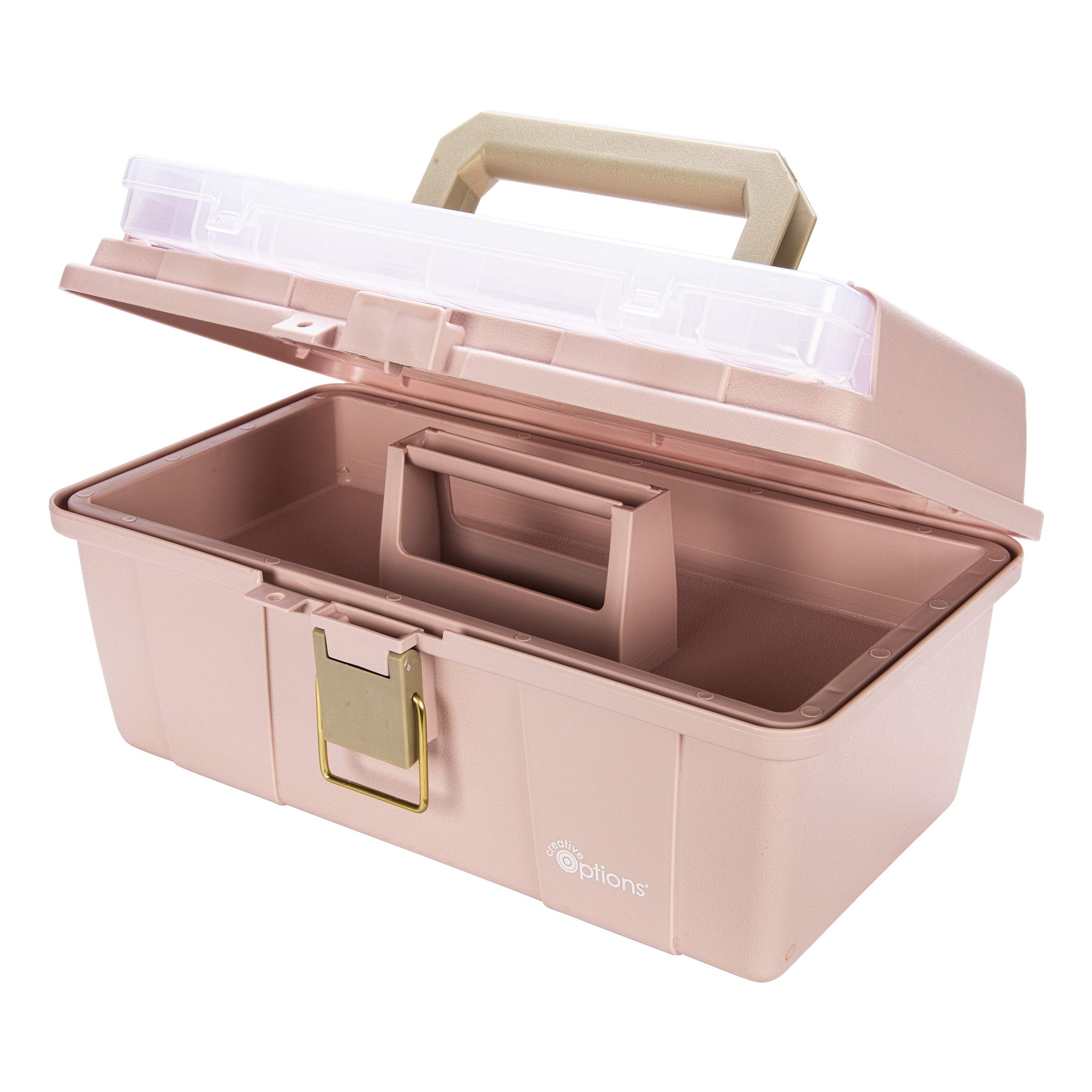 Small Craft Box with Removable Utility | Oranization For Crafts, Small Parts, & Batteries with Brass Latch