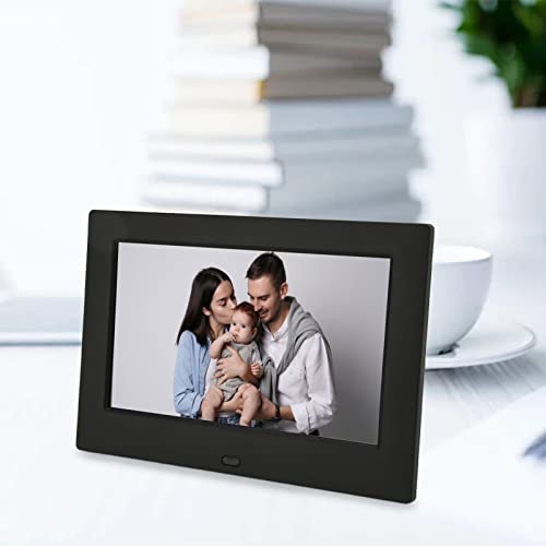 Digital Photo Album, 100‑240V 7 Inch HD 1080P Digital Photo Frame Background Music Calendar Function for Advertising (US Plug)