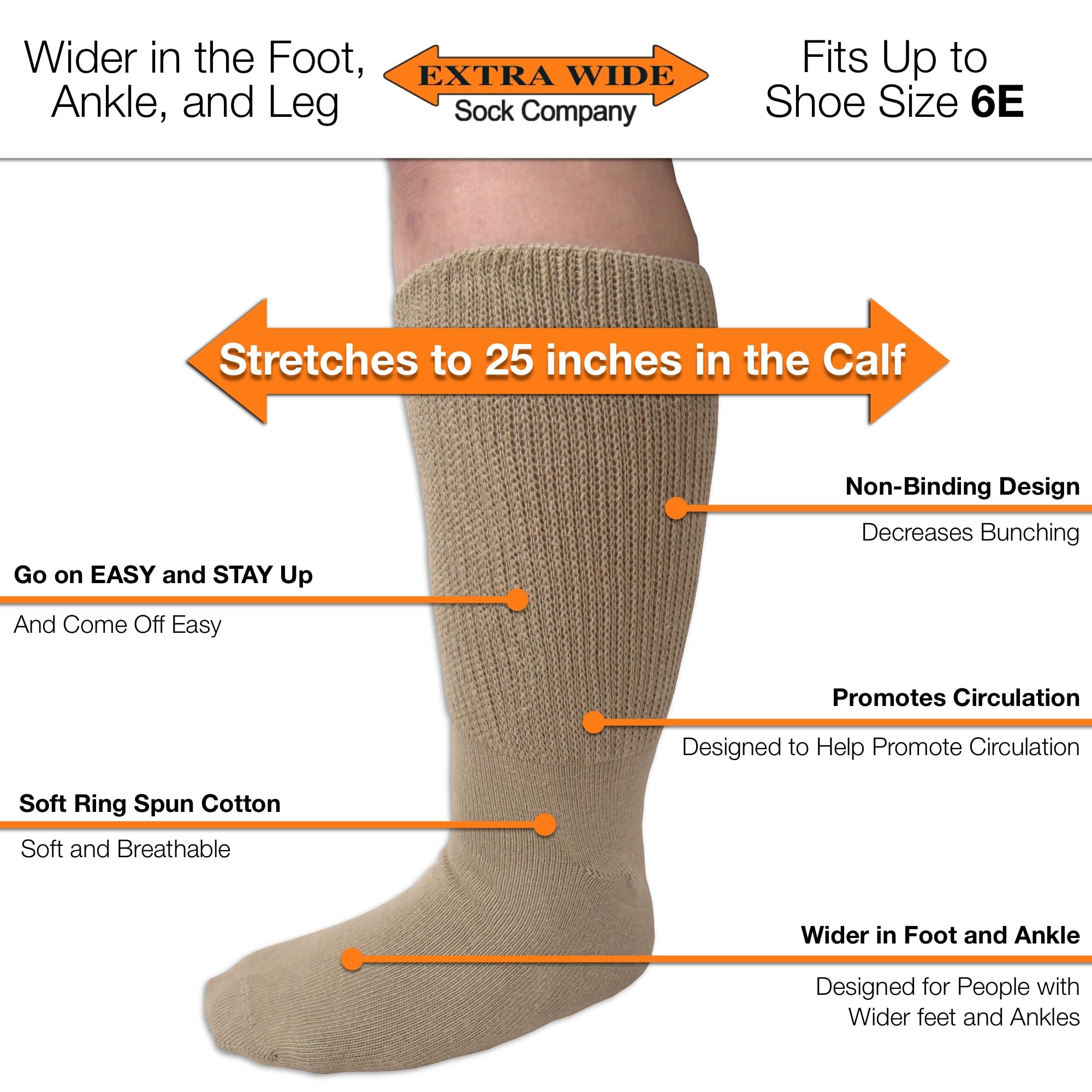 Extra Wide Comfort Fit Athletic Crew (Mid-Calf) Socks for Men and Women, Pick your size, Do not size up (Large, Large - Black)