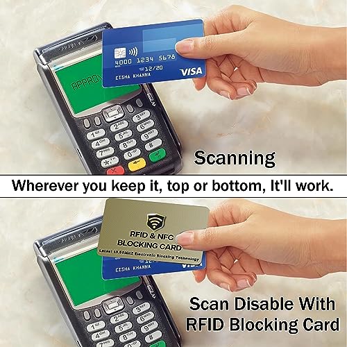 SAITECH IT 2 Pack RFID Blocking Cards One Card Protects Entire Wallet Purse For Men & Women, Contactless Bank Debit Credit Card Protector ID ATM Guard Card β Golden