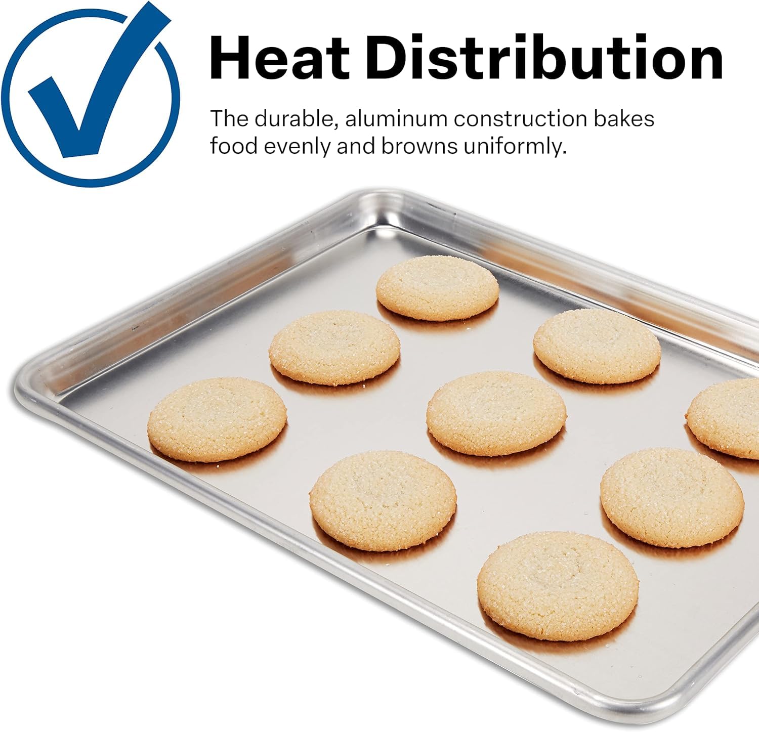 FSE Commercial Sheet Pan, Full Size, 12-Gauge, Aluminum Bun Pan, 18" L x 26" W x 1" H, (Measure Oven Recommended), Silver