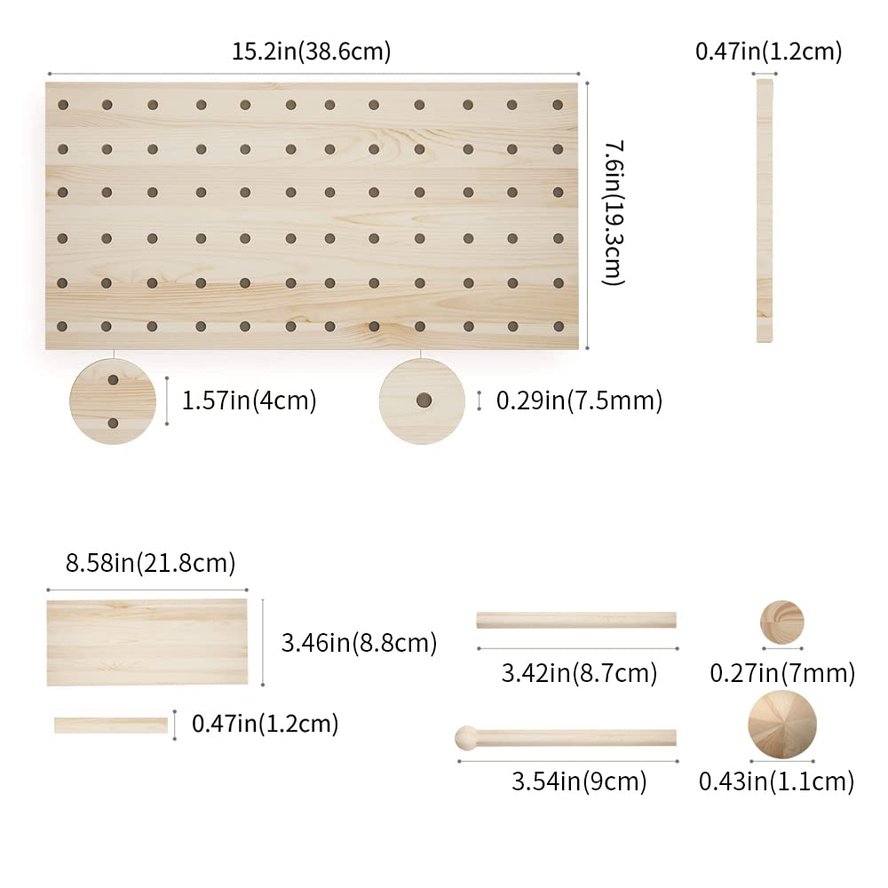 HEYSONG Pegboard Wall Organizer Panels Wooden Pegboard Wall Mount, Hanging for Garage Kitchen Living Room Bathroom Office (la0012USA)