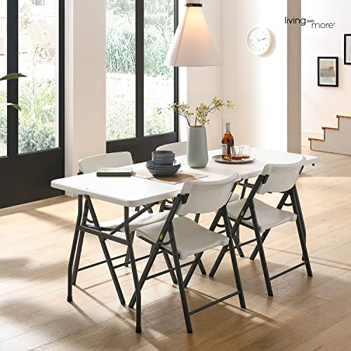 Living and More 6 Foot Fold-in-Half Table with Curve Legs, White