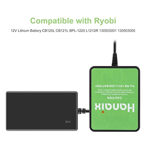 Hanaix 12V Lithium Charger for Ryobi CB120L CB121L BPL-1220 L1212R CD100 130503001 130503005 (not for CB120N) Ryobi 12V Portable Charger