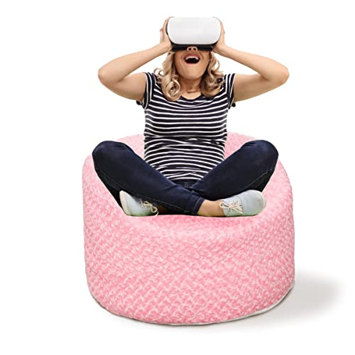 Storage Bean Bag Chair Cover (No Filler) Zipper Bean Bag Chair Cover Living Room Furniture 31x20 Inch Soft Washable Plush Fiber Adult Beanbag Chair Fuzzy Fur Cover No Filling (Pink)