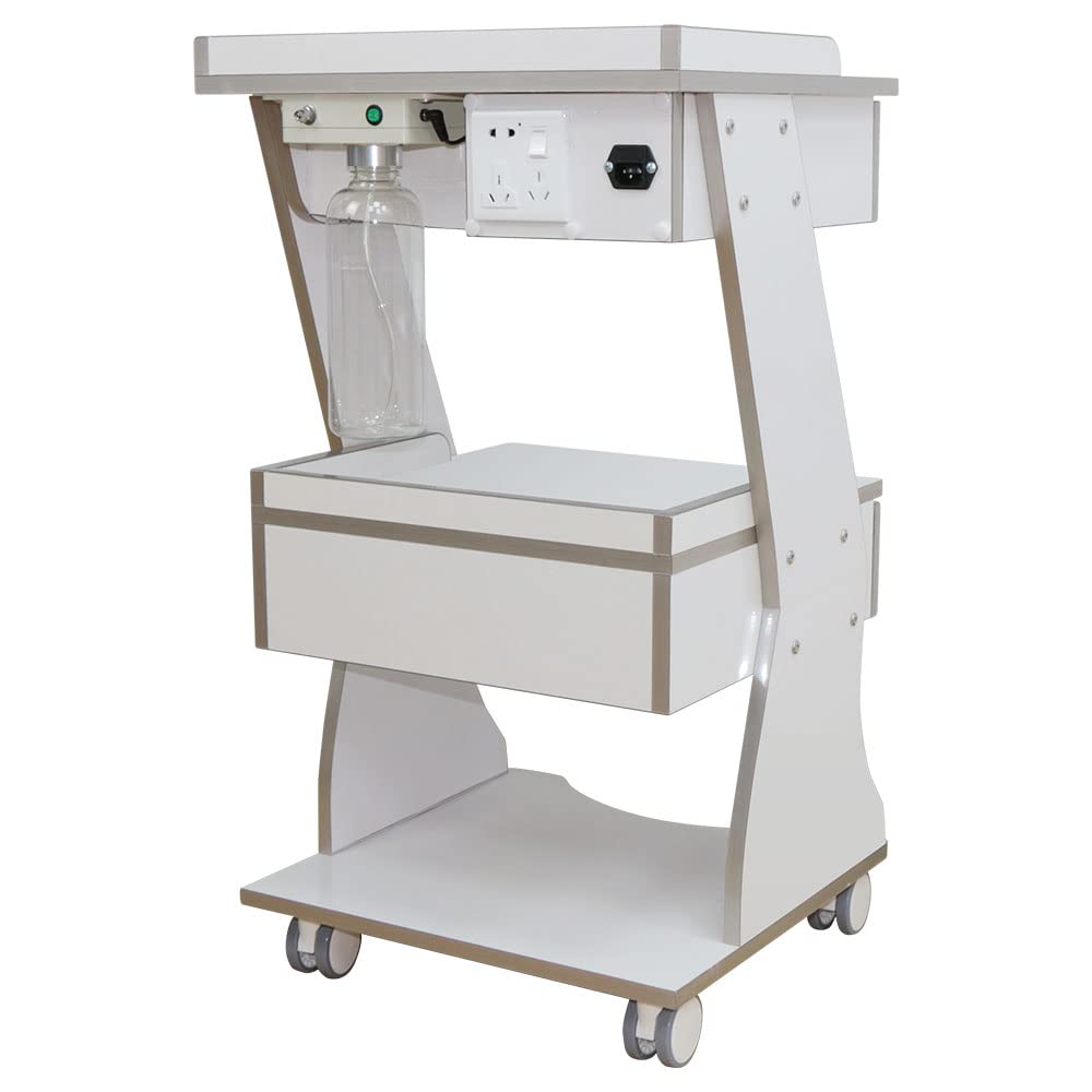 Mobile Cart Built-in Socket Me-dical Den-tist Cart Multi-Function 3 Layers Tray Roller Trolley with a Water Bottle Lab Instrument Tray Rolling Cart for De-ntal Lab (Ship from USA)